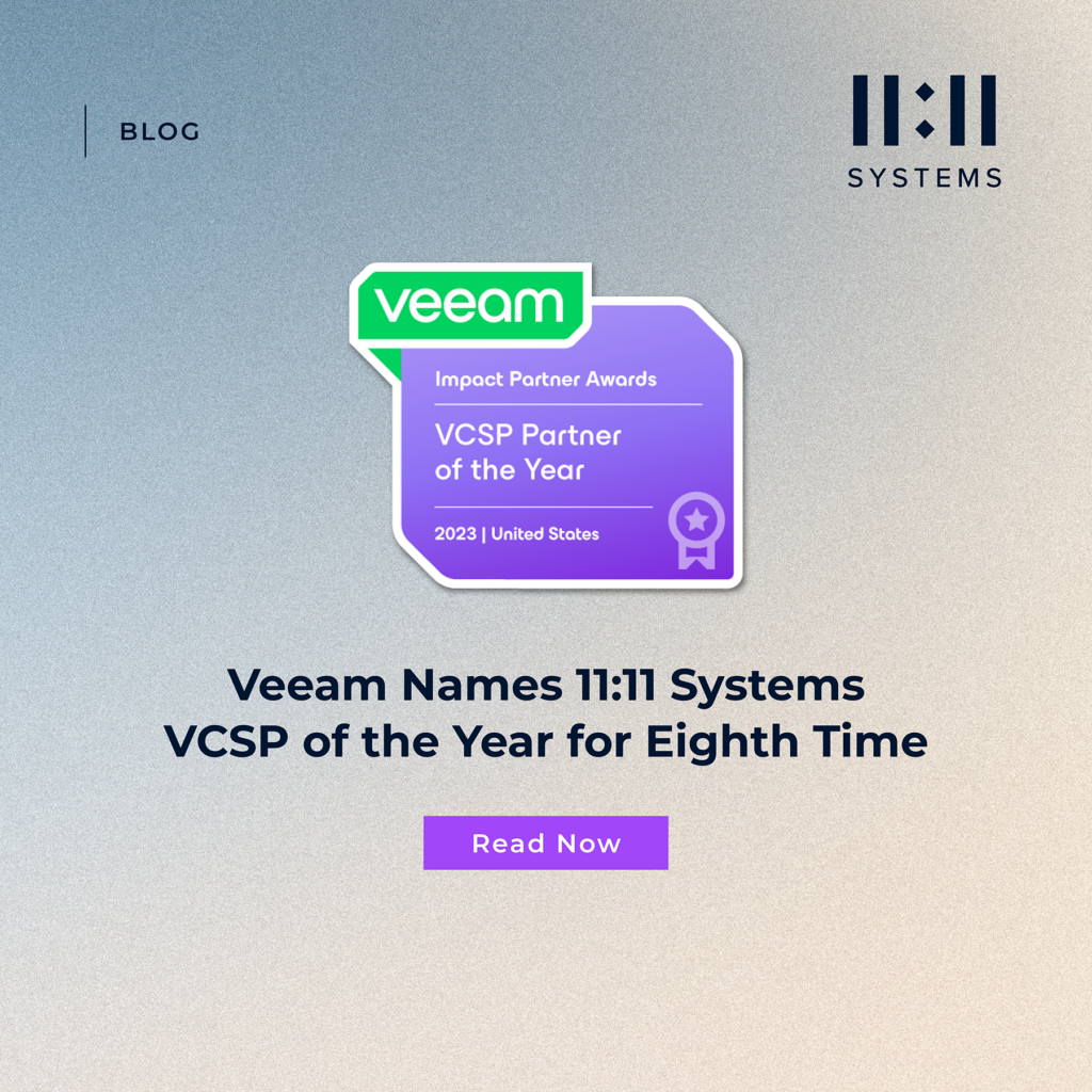 11:11 Systems wins Veeam Cloud Service Provider VCSP award
